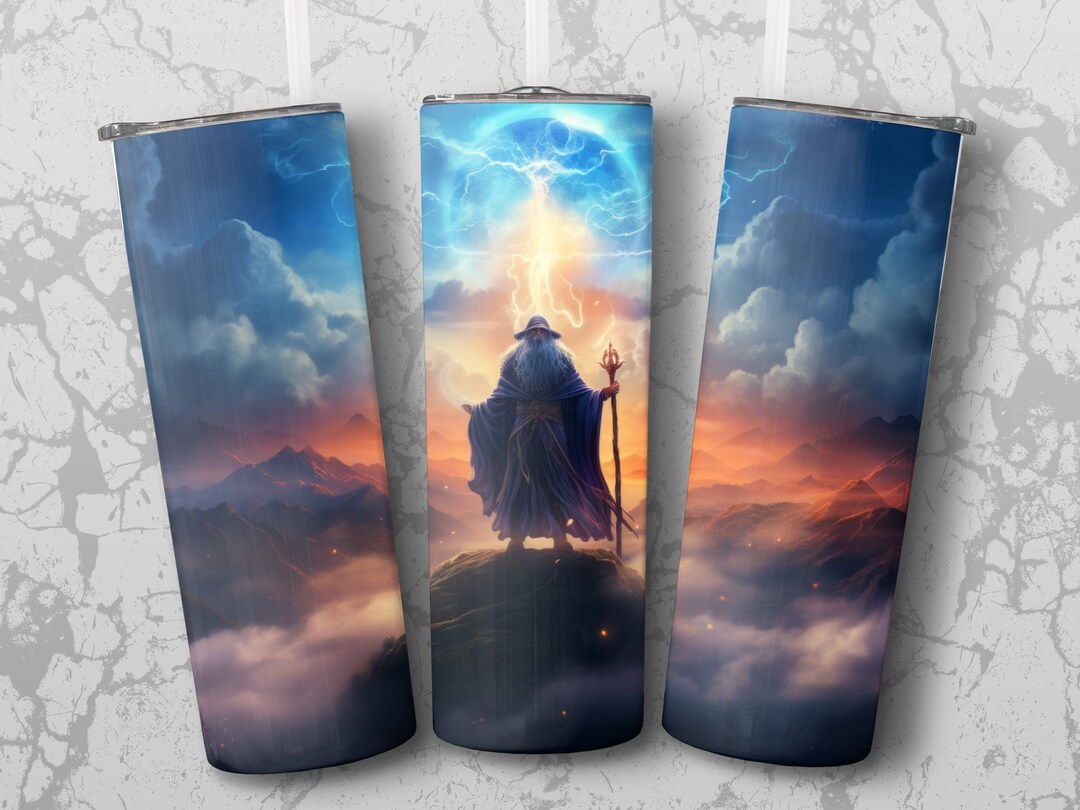 Wizard 20oz Skinny Tumbler Wrap, Magic Fantasy Sublimation Design ...