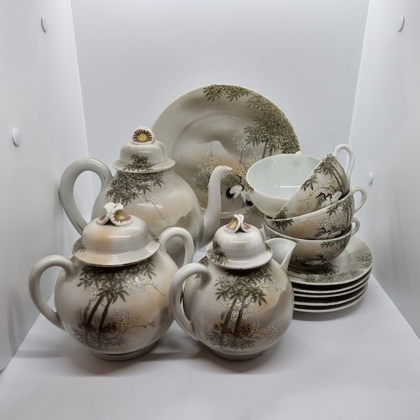 Japanese Kutani Eggshell Porcelain Tea Set - Etsy