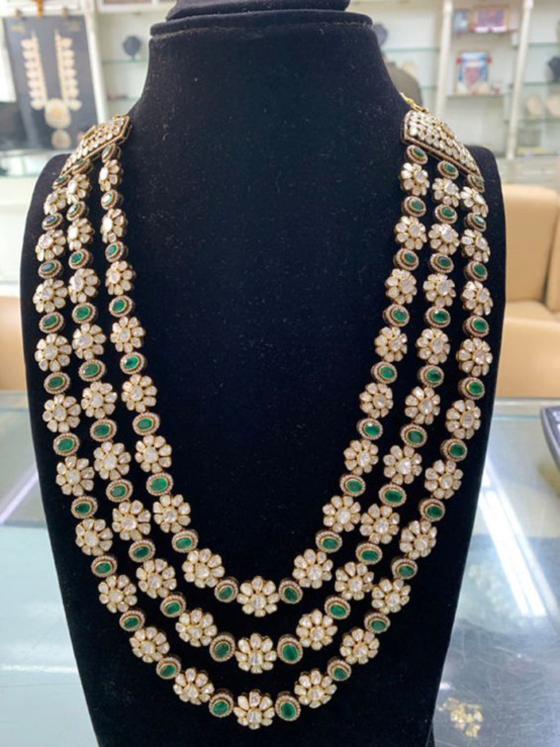 Natural Rosecut Diamond Uncut Polki Emerald Handmade Wedding Victorian ...