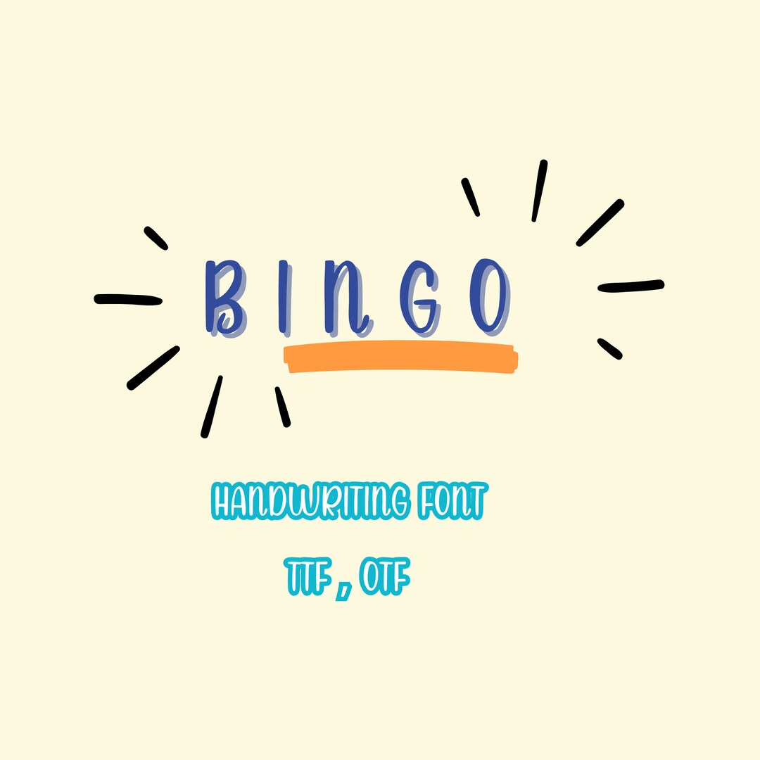Bingo Font Handwritten Font, Procreate Font, Cute Font, Goodnotes Font ...