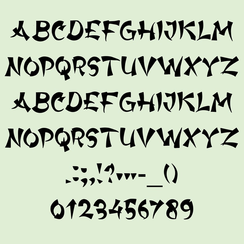 Bowl Font - Asian Letters, Chinese Font Kung Fu Alphabet - Installable ...