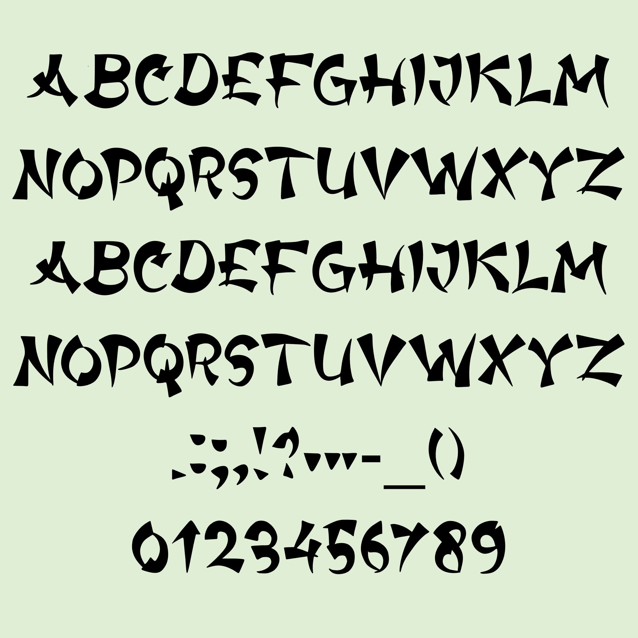 Bowl Font - Asian Letters, Chinese Font Kung Fu Alphabet - Installable ...