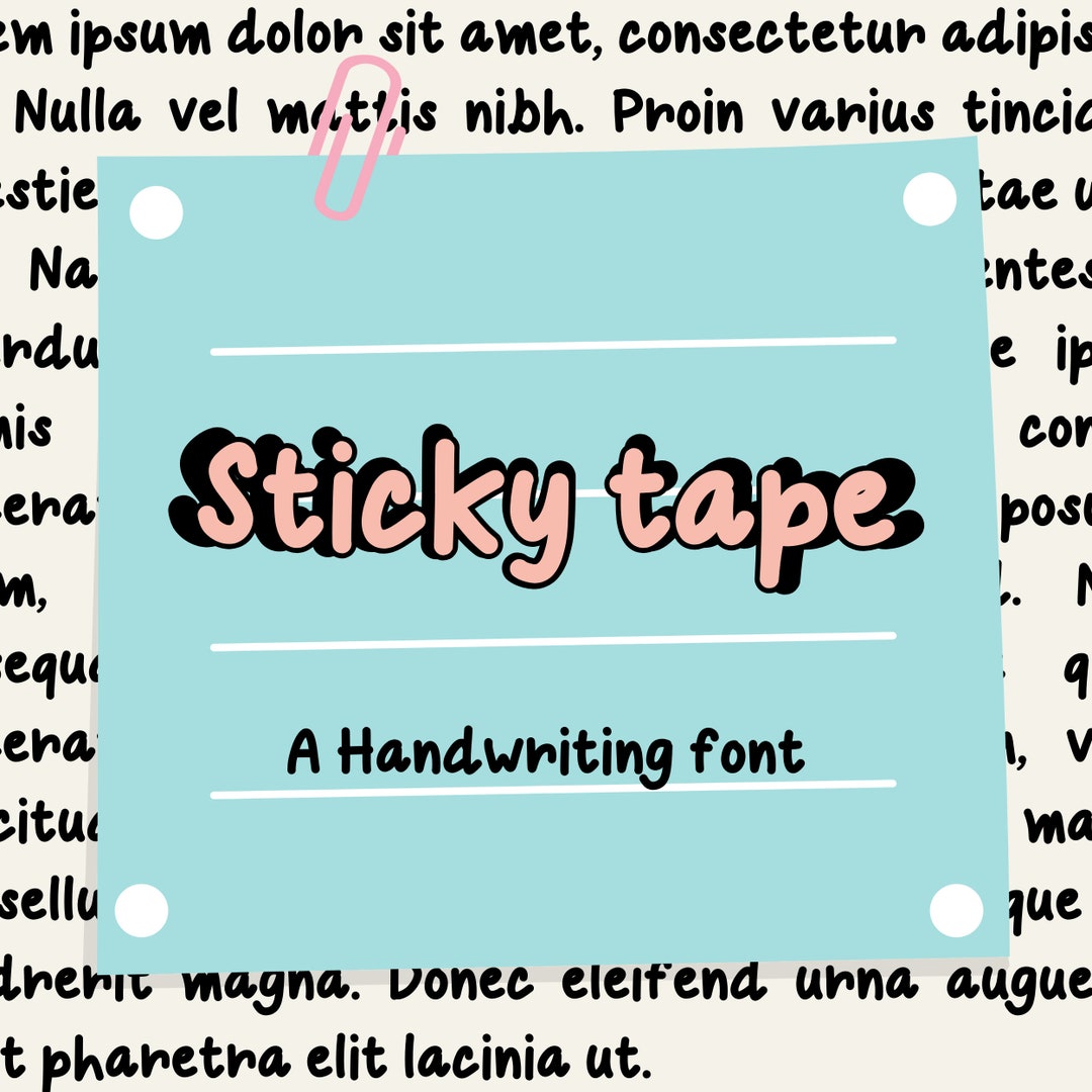 Sticky Tape Font Bold Marker Handwriting Font, Goodnotes Fonts, Cute ...