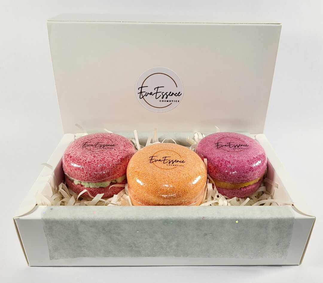 Handmade Bath Bomb Gift Set Box of 3 Macaroons - Etsy UK