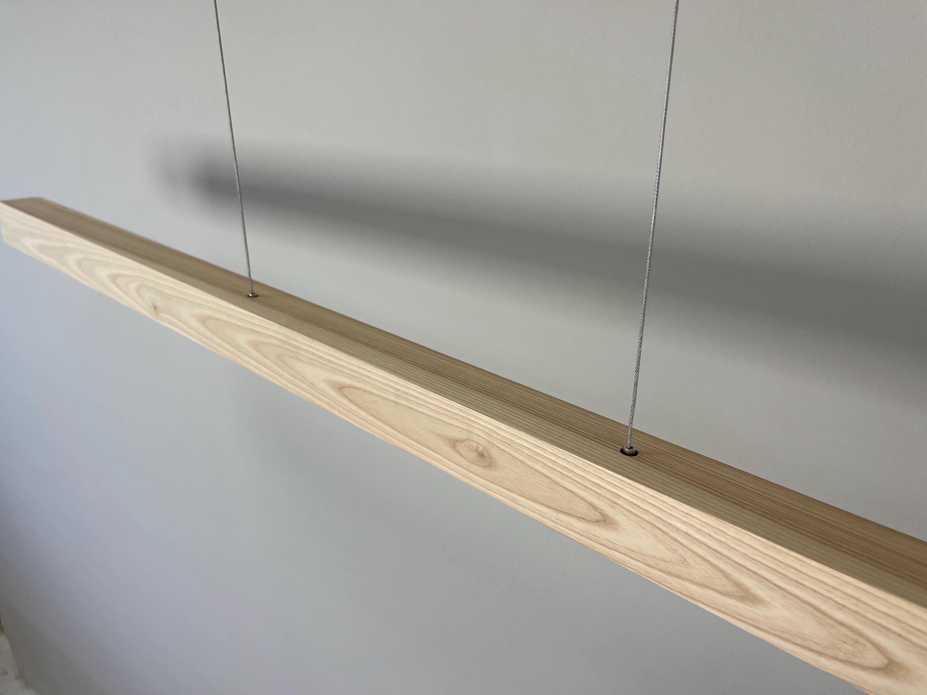 Handcrafted Ash Wood LED Pendant Light Fixture Minimalist, Modern ...