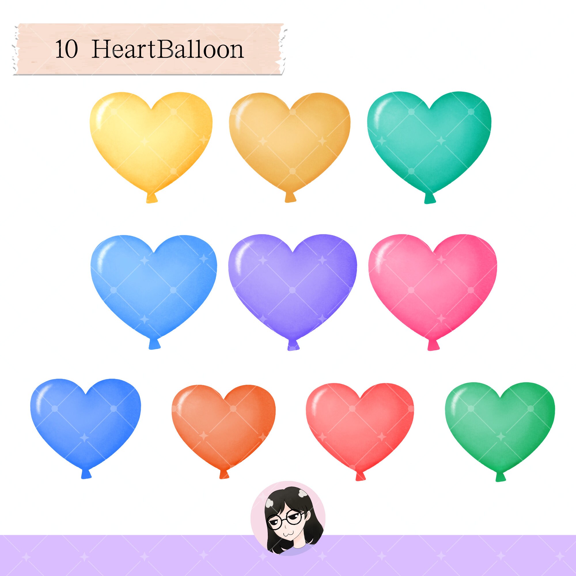 Pastel Balloons Clipart, Hand Painted Rainbow Balloons Heart Designs ...