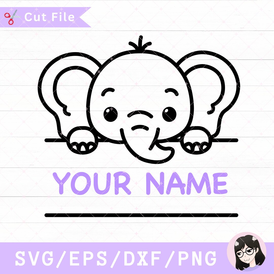 Elephant Monogram SVG, Cute Elephant Nursery Name Frame, Safari Animals ...
