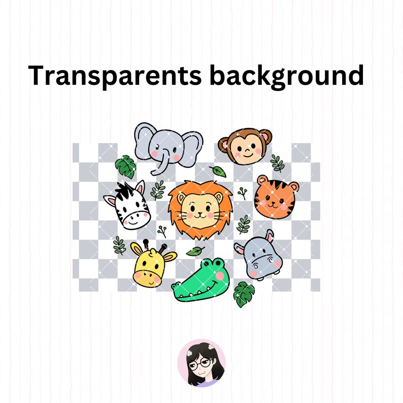 Woodland Animals Face Clipart, Safari Animals SVG, Kawaii Animal ...