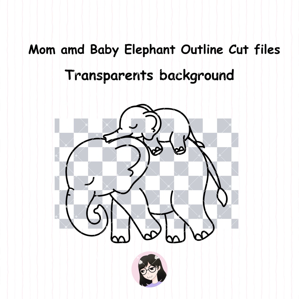 Mom Baby Elephant SVG, Cute Elephant SVG, Elephant Outline Cut Files ...