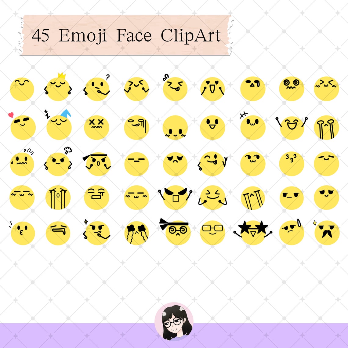 Emoji Face SVG, Emoji PNG, Kawaii Faces SVG, Emoticons for Digital ...