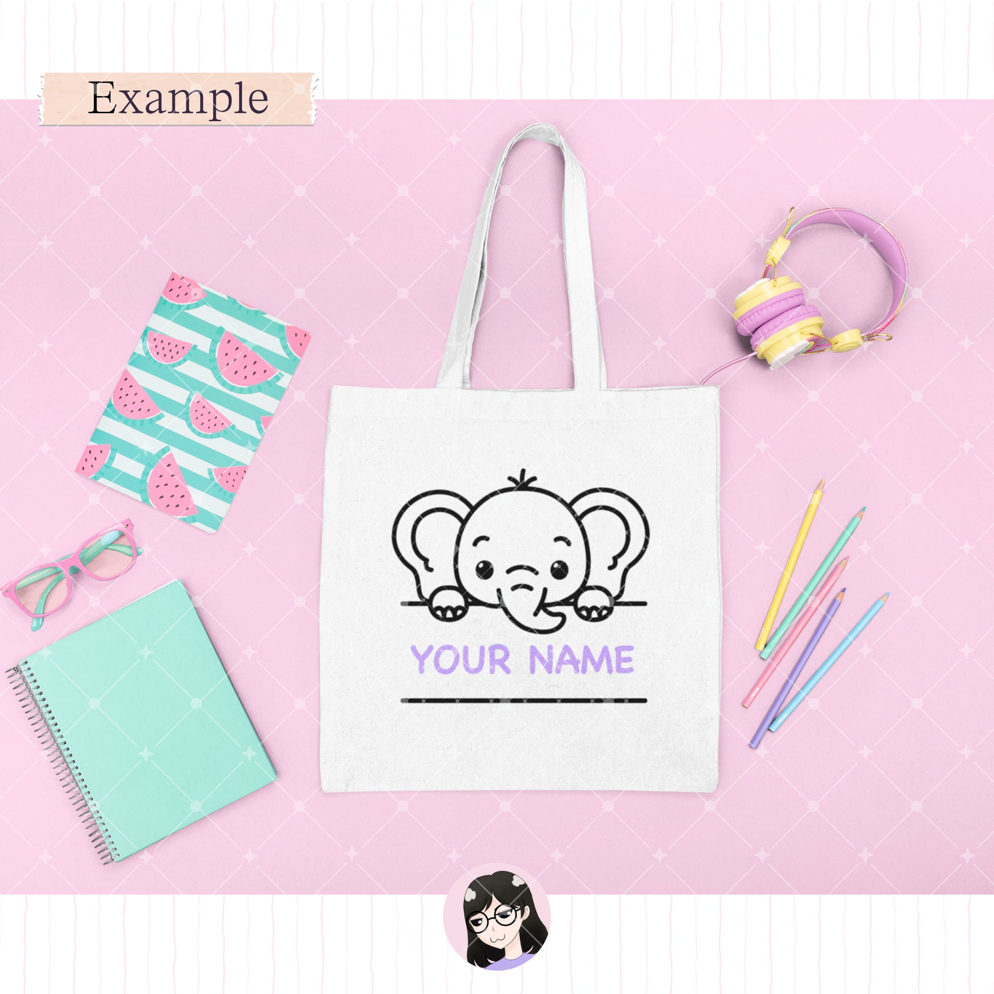 Elephant Monogram SVG, Cute Elephant Nursery Name Frame, Safari Animals ...