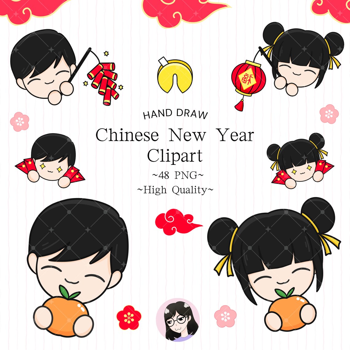 Chinese New Year Clipart, Chinese Lunar Year and Kawaii Chinese New ...