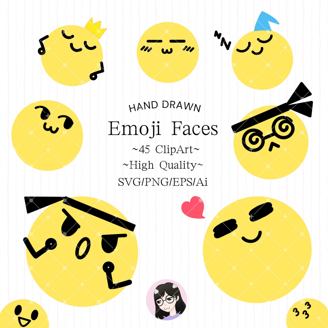 Emoji Face SVG, Emoji PNG, Kawaii Faces SVG, Emoticons for Digital ...