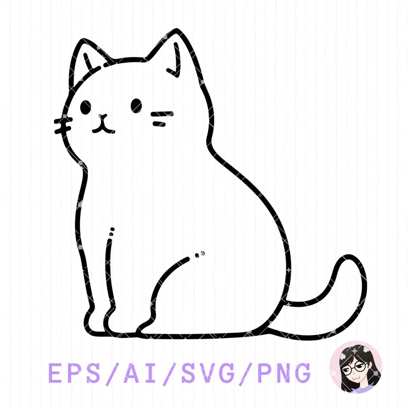 Cute Cat Outline SVG Cut File Kawaii Kittens Cute and Cat Silhouette ...