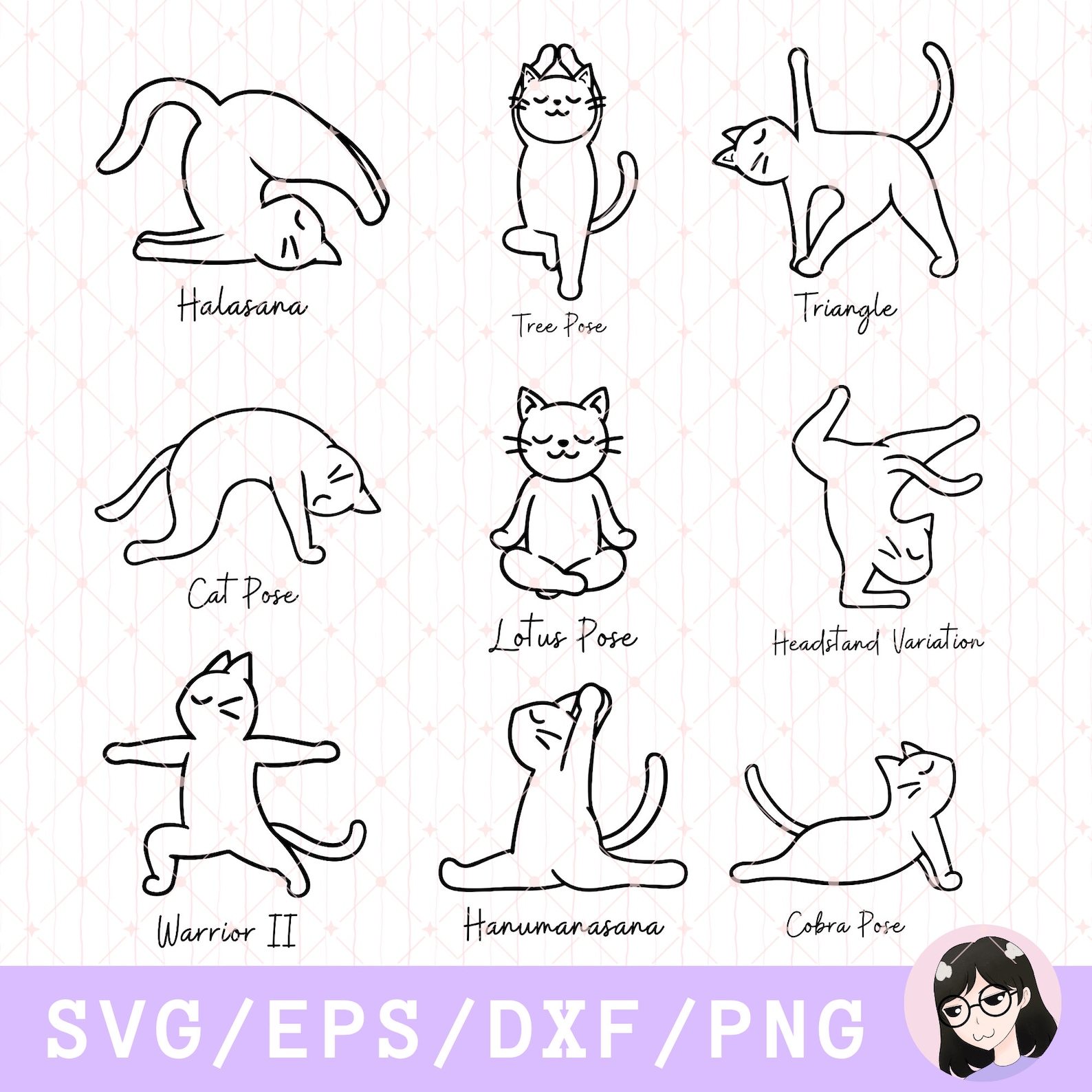 Cat Yoga, Cute Cat Clipart, Kawaii Cat SVG, Cat Lover's Yoga Cut Files ...