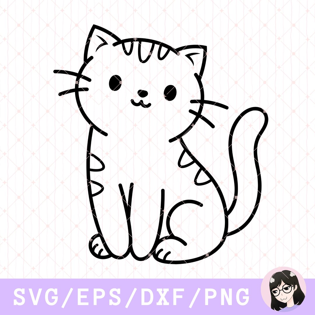 Cat Outline SVG, Baby Cat SVG, Cute Cat Designs for Cricut, Silhouette ...