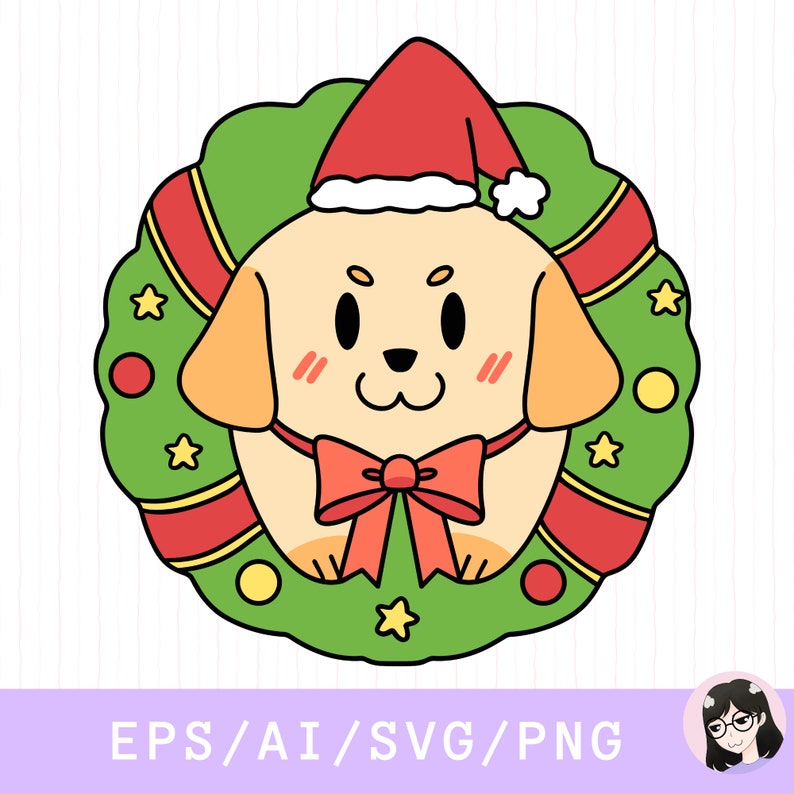Christmas Dog Wreath SVG Create Cute Dog Shirts Stickers & - Etsy