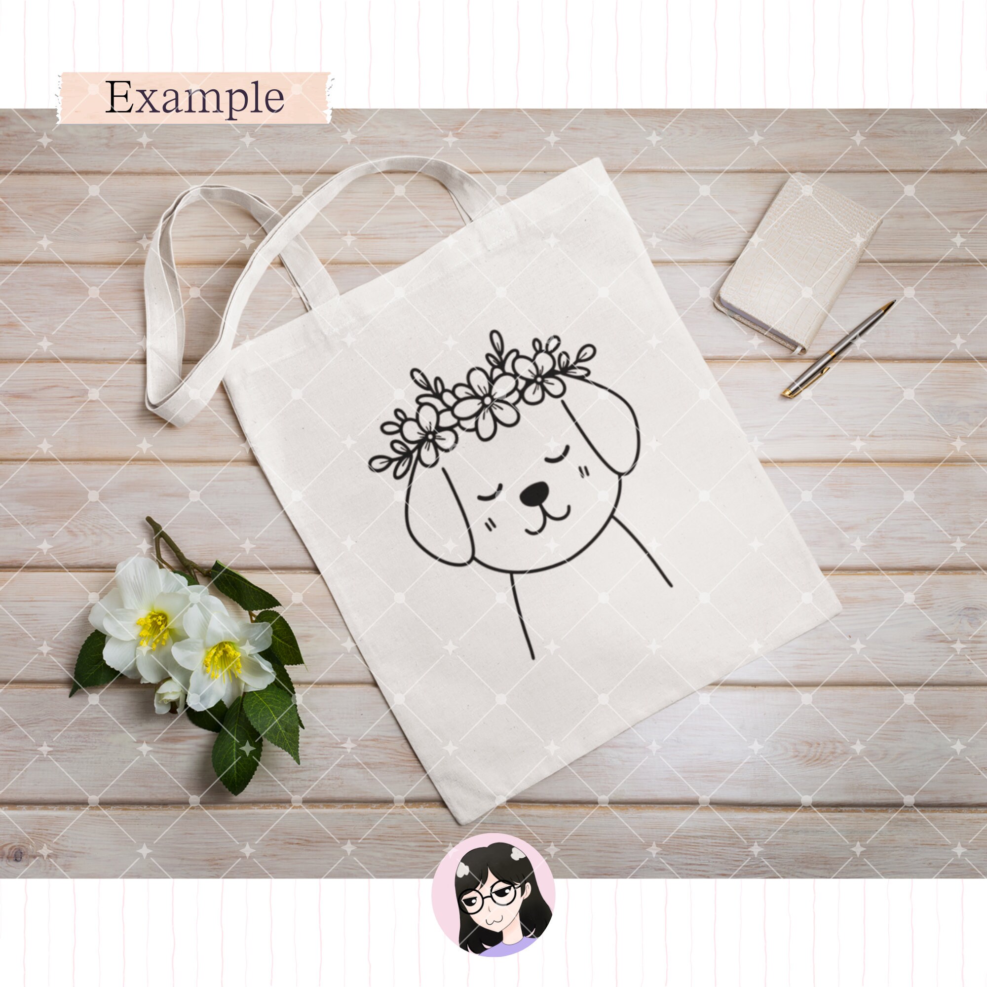 Floral Dog SVG, Dog Outline, Spring With a Floral Crown Dog, Cut File ...