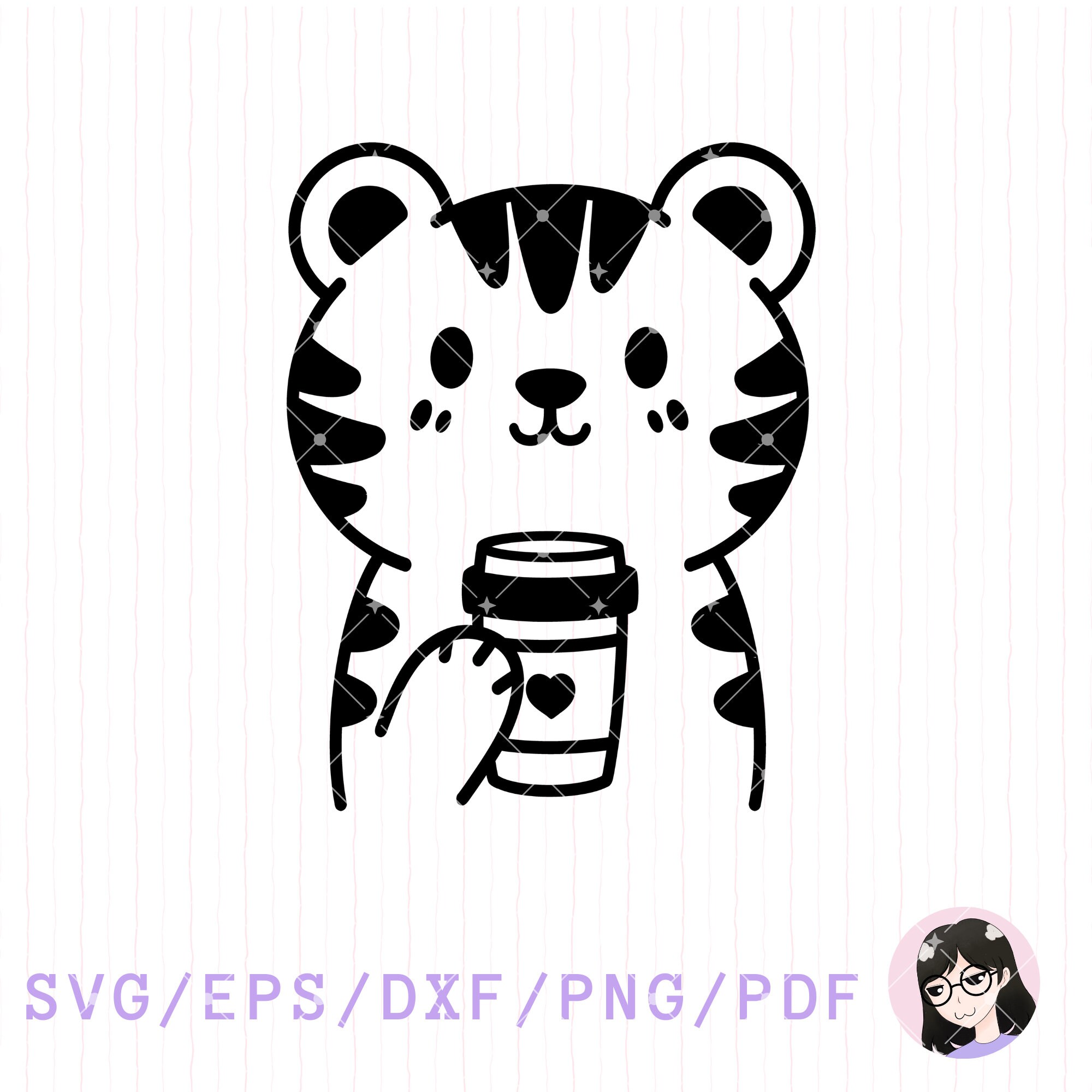 Cute Tiger SVG, Tiger SVG Cut Files, Outline Cut File for Crafts and ...