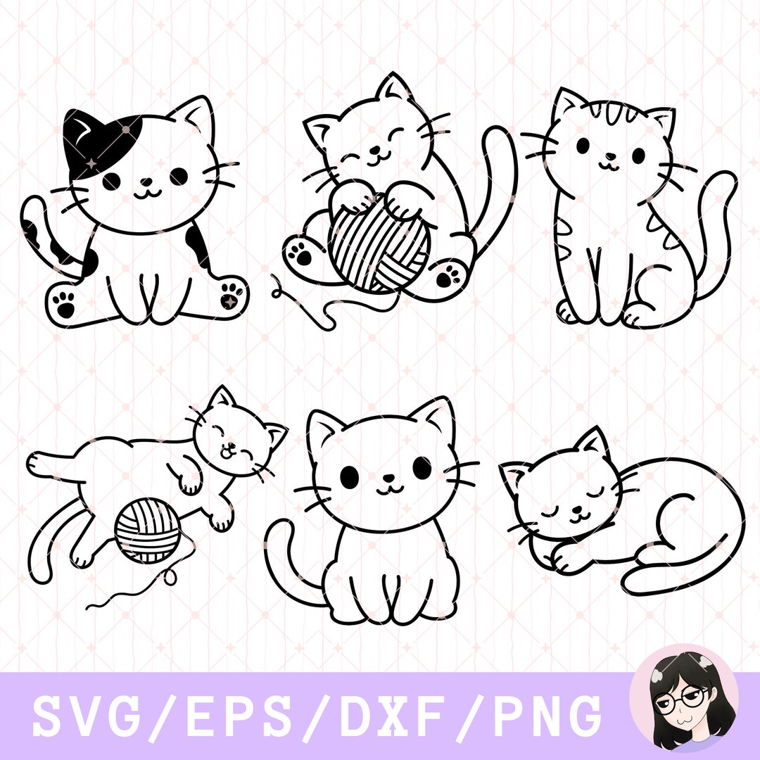 Cute Cat Clipart, Cat Outline SVG, Funny Cat, and Cat Lover, Cat SVG ...