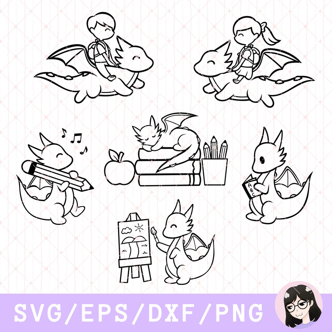 Dragon Clipart and Back to School SVG, Cute Dragon Classroom Decor ...