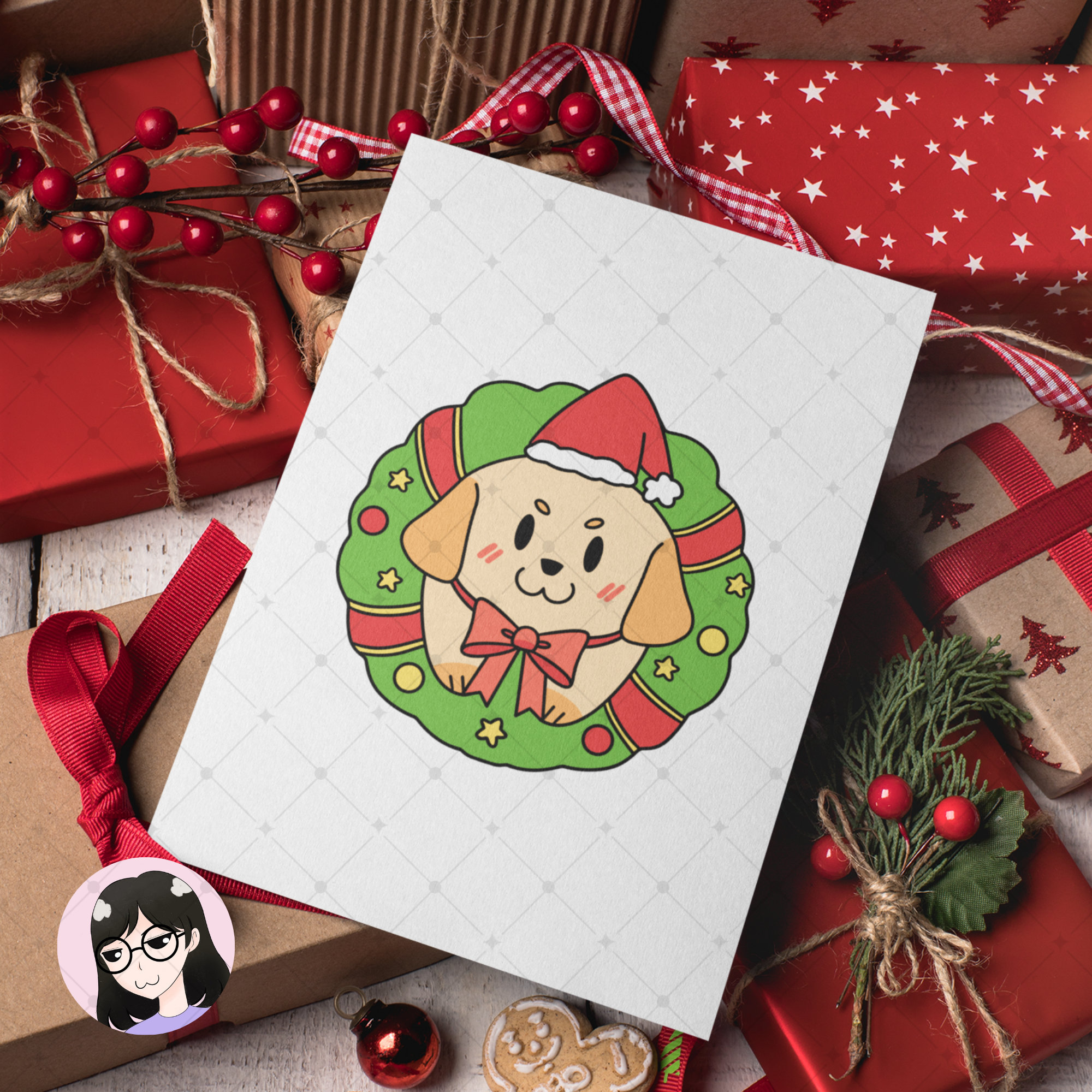 Christmas Dog Wreath SVG Create Cute Dog Shirts Stickers & - Etsy