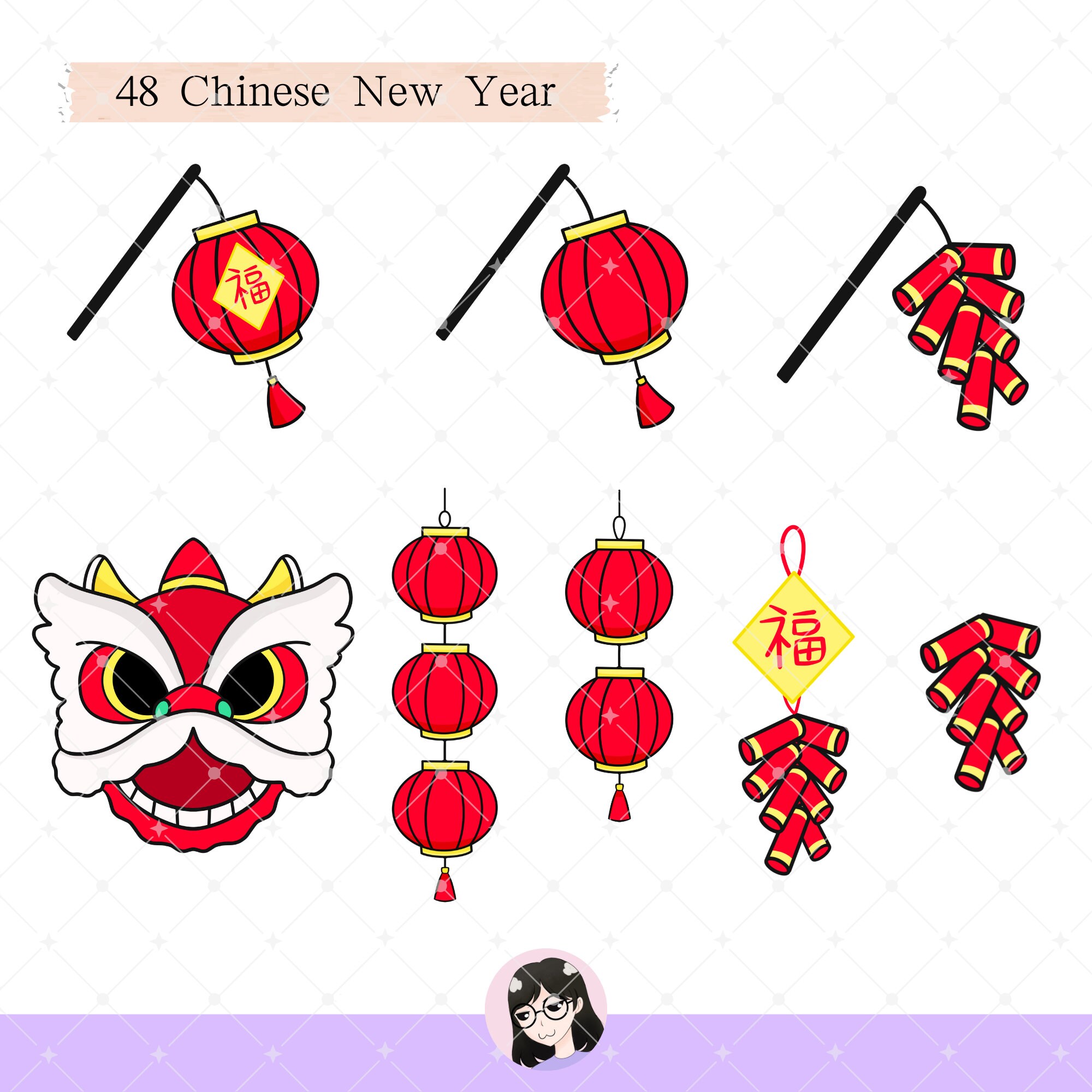 Chinese New Year Clipart, Chinese Lunar Year and Kawaii Chinese New ...