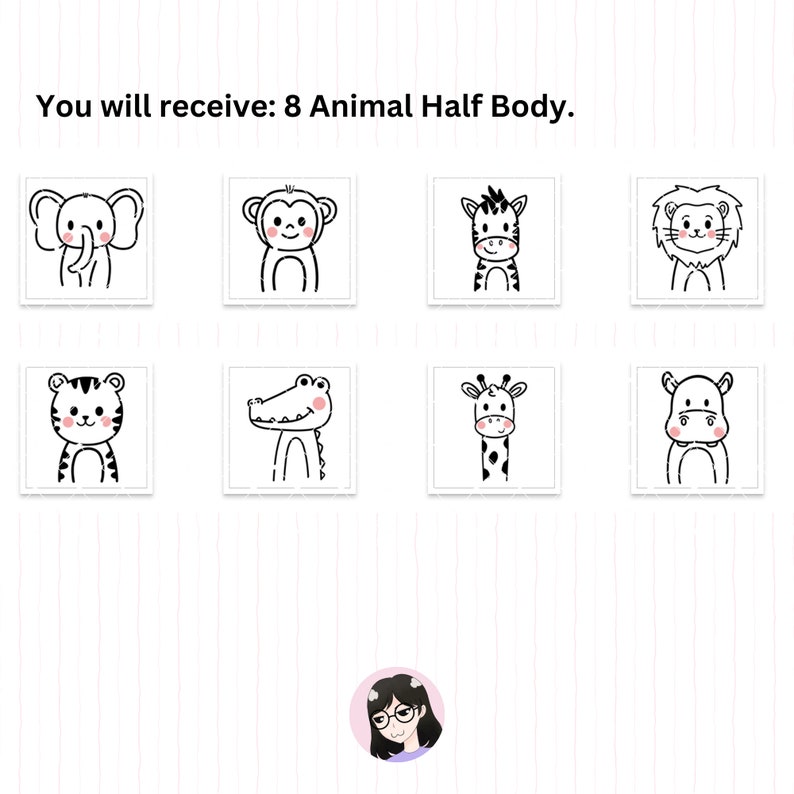 Woodland Animals SVG, Safari Animals SVG, Animal Half Body Clipart, and ...