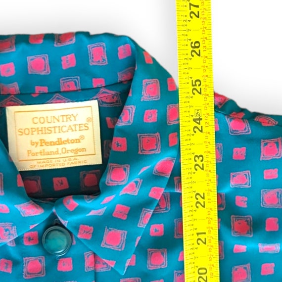Bossy 80's 90's Pendleton Hot Pink & Teal Collar Blou… - Gem