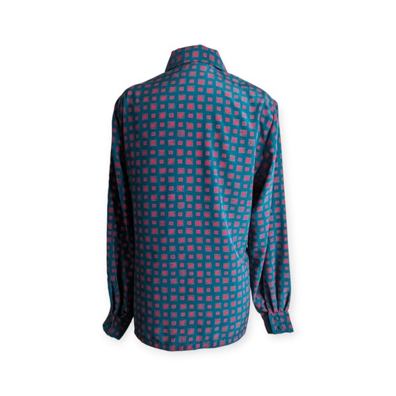 Bossy 80's 90's Pendleton Hot Pink & Teal Collar Blou… - Gem