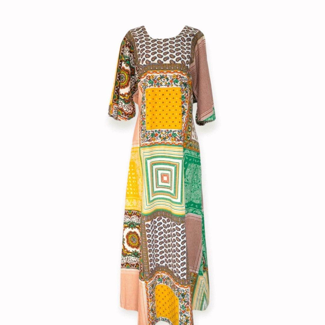 Vintage Two Potato Dress Bandana Print Maxi Hippie Festival M/L - Etsy