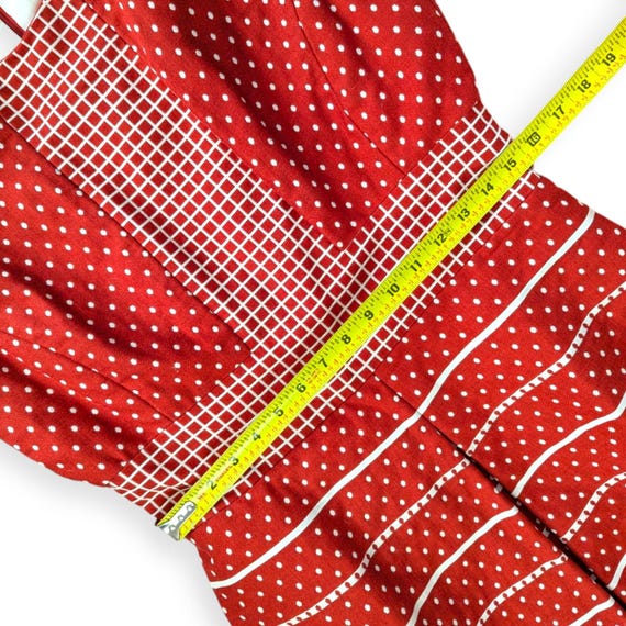1960's Mod Style Brick Red Mix Print Dress - Medium /… - Gem