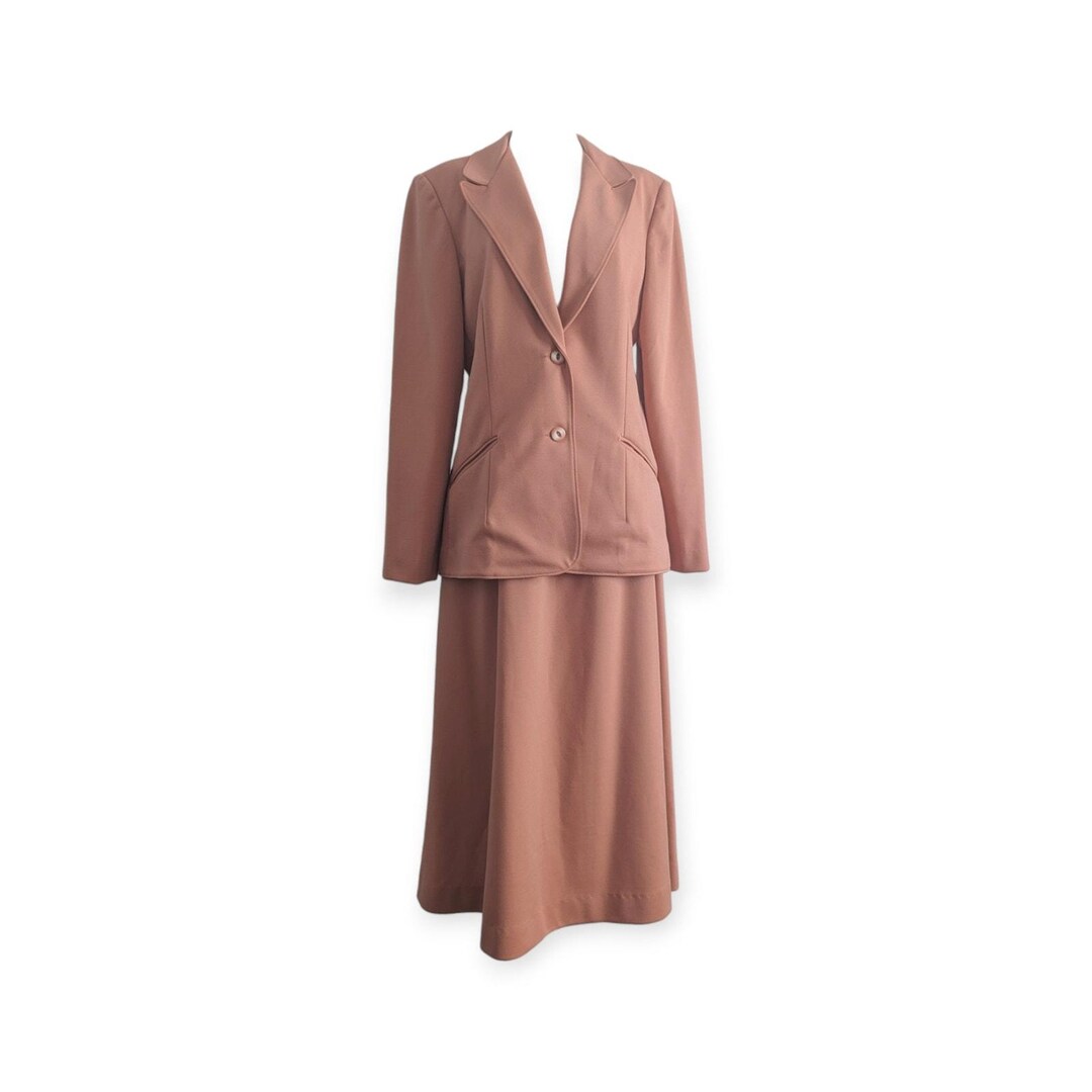 Vintage 70's Koret of California Pastel Copper Pink Skirt Suit / Best ...