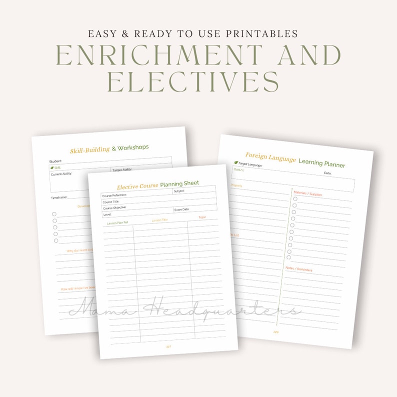 Electives and Enrichment Printable Add-on | Homeschool Planner ...