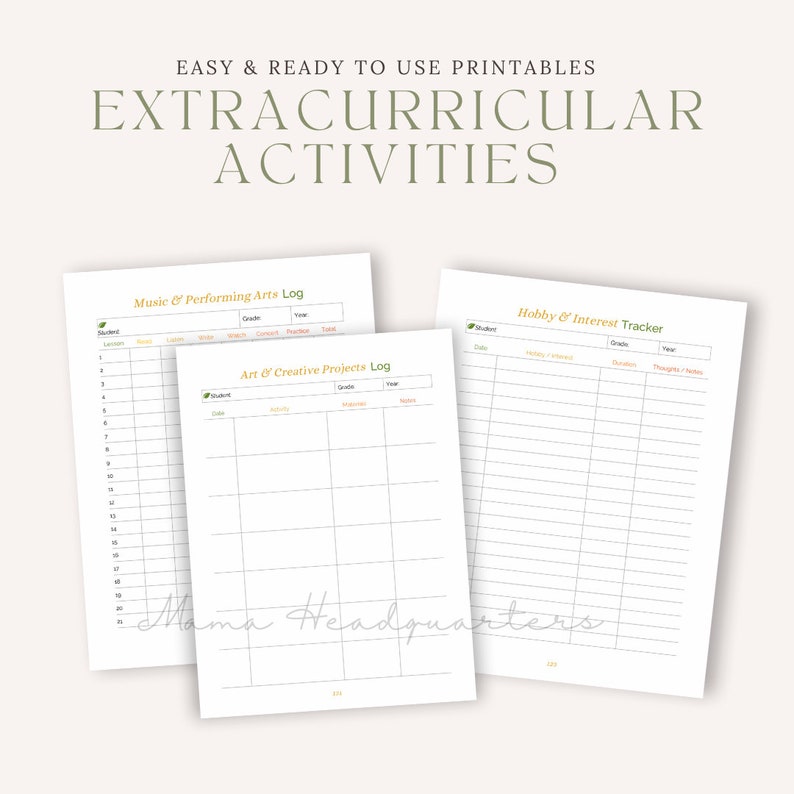 Extracurricular Activities Printable Add-on | Homeschool Activities ...