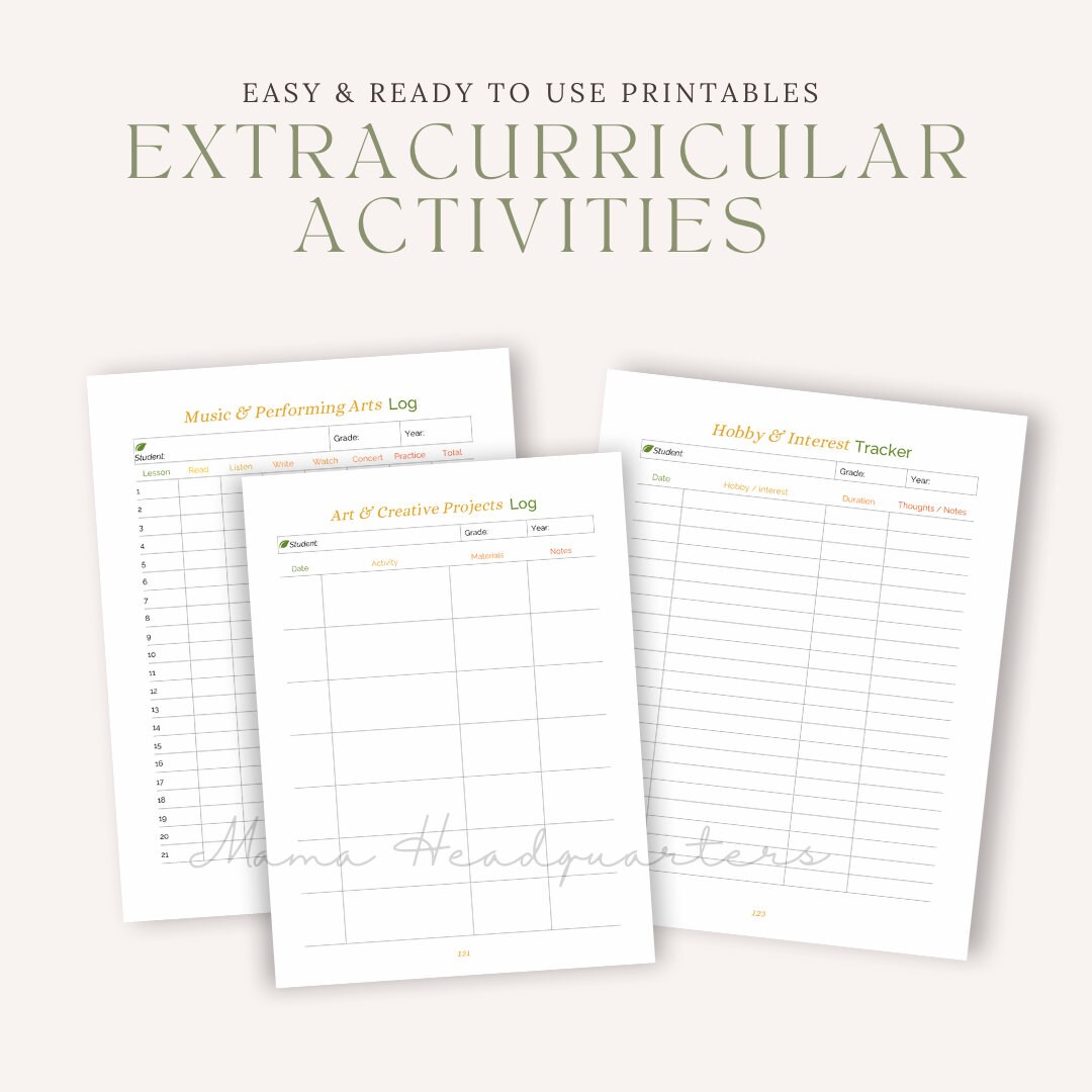 Extracurricular Activities Printable Add-on | Homeschool Activities ...