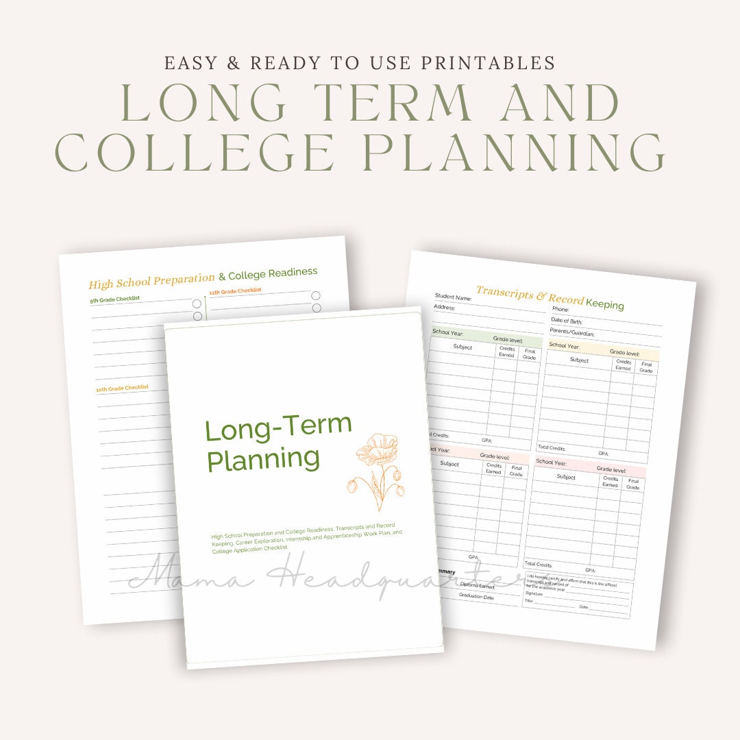 High School and College Prep Planner | College Preparation Printables ...