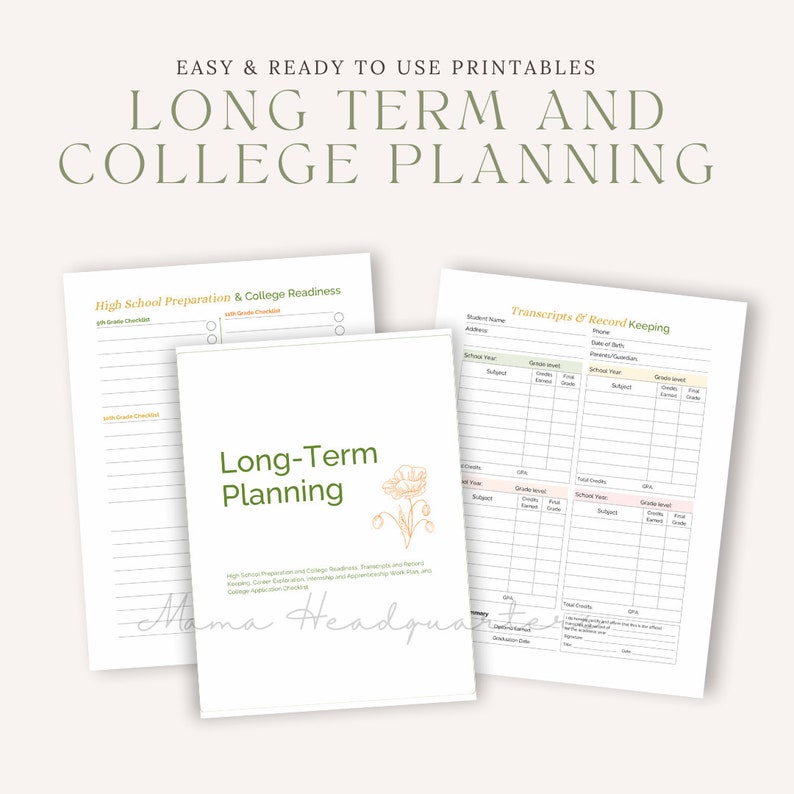 High School and College Prep Planner | College Preparation Printables ...