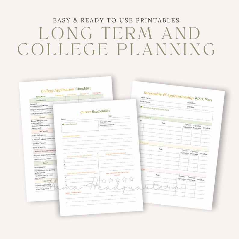 High School and College Prep Planner | College Preparation Printables ...