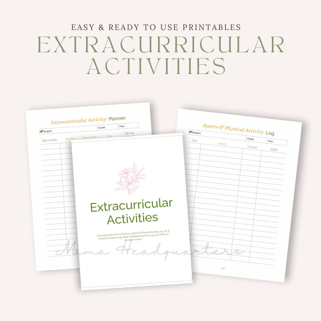 Extracurricular Activities Printable Add-on | Homeschool Activities ...