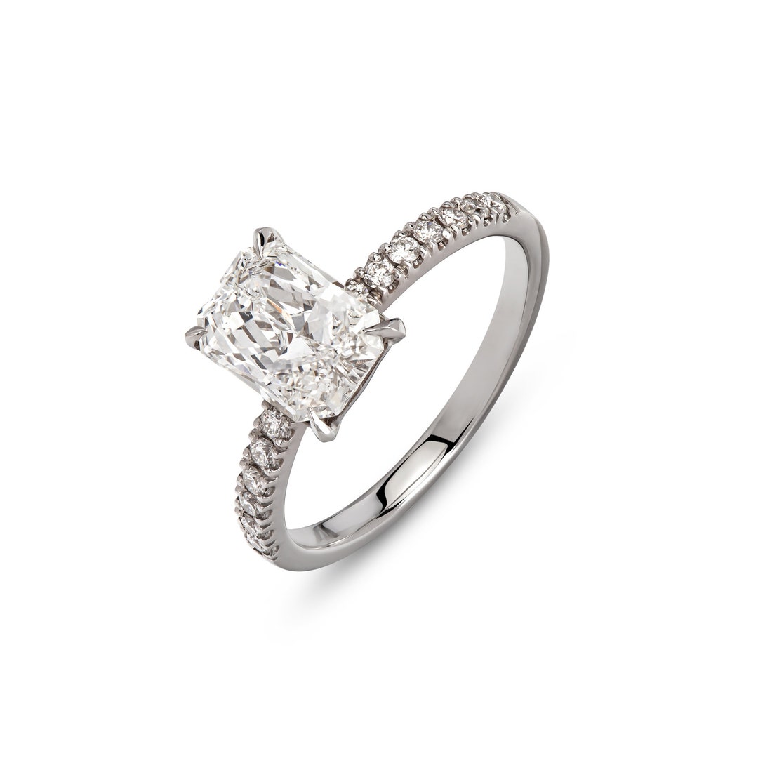 Princess Cut Diamond Ring, Rectangular Pave Diamond Ring, Radiant ...
