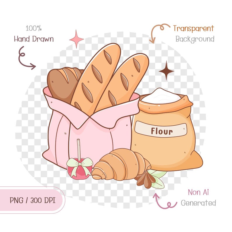 Pastel Baking Clipart: Hand-drawn PNG Stickers (digital Download) - Etsy