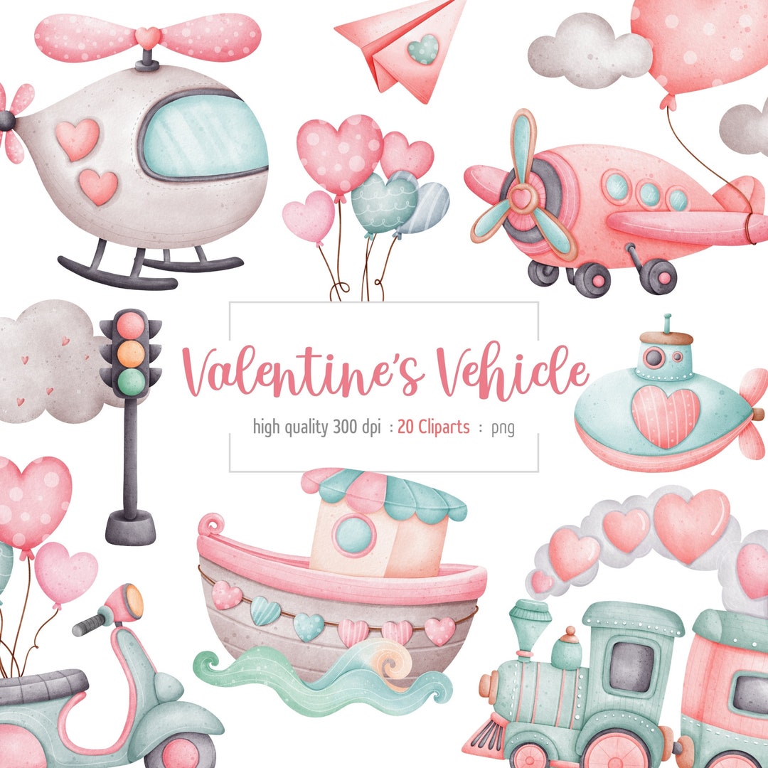 Vehicle Clipart | Watercolor Vehicle Clipart | Transport Clipart Set ...
