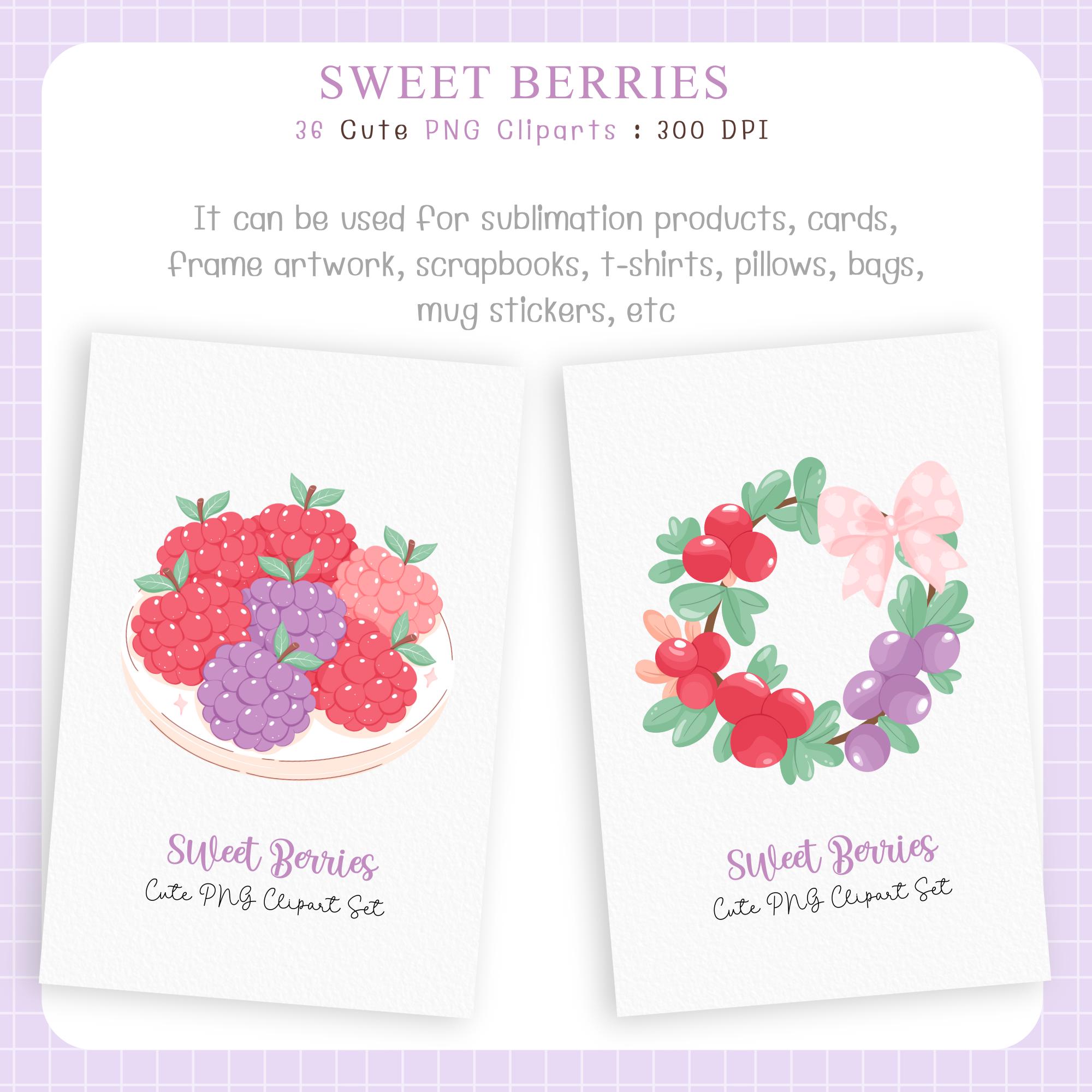 Sweet Berries – Cute Berry Clipart Set, Strawberry Blueberry Raspberry ...