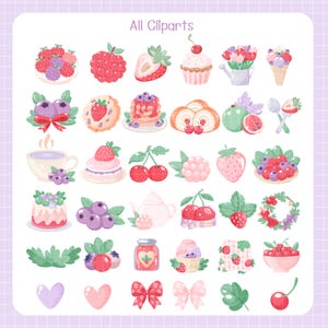 Sweet Berries – Cute Berry Clipart Set, Strawberry Blueberry Raspberry ...