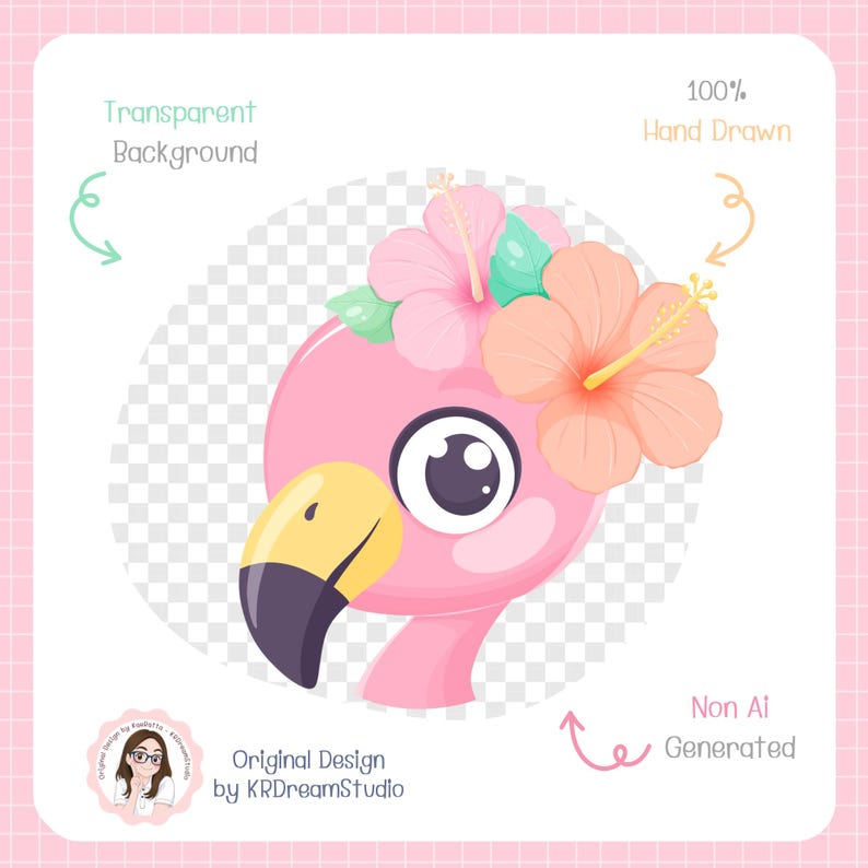 Flamingo Summer Clipart, Cute Tropical Beach Party PNG, Kawaii Surf ...