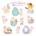 Easter Bunny Watercolor Clipart, Spring Easter Eggs Digital Download ...