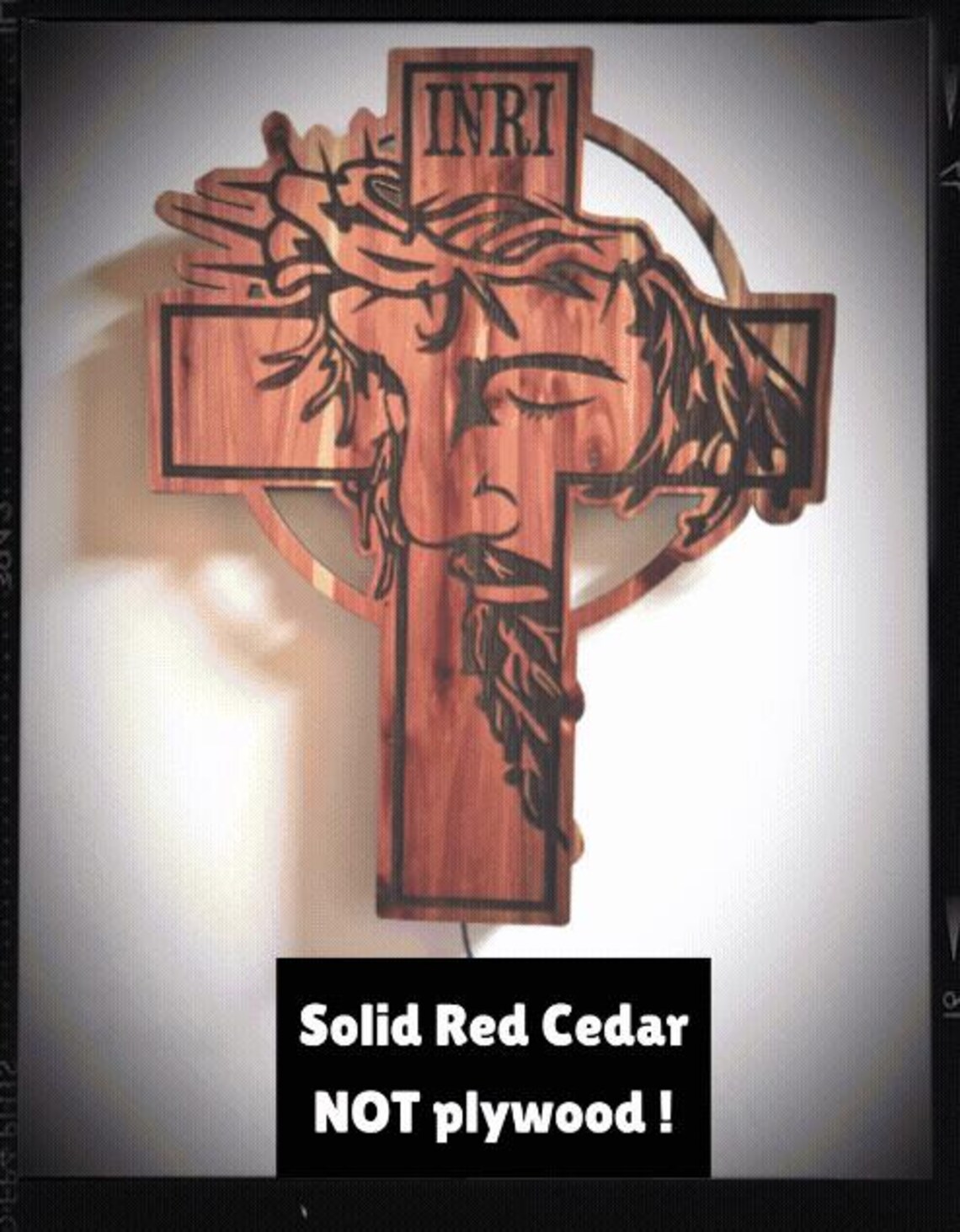 LED Backlit Red Cedar Crucifix - Crown of Thorns Art Decor - Etsy