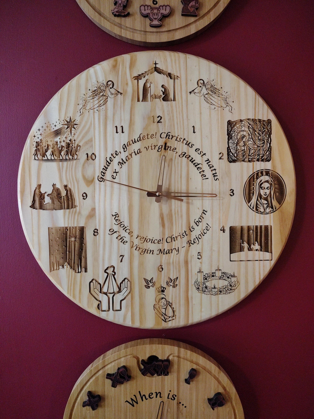 Extra Large 18" Pinewood Wall Clocks Christmas Nativity and ...