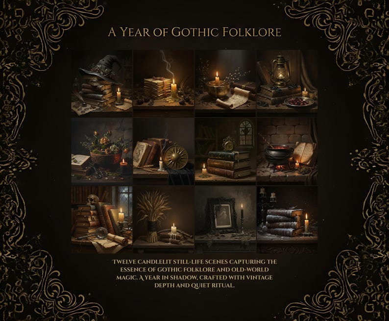 A Year of Gothic Folklore 2026 Calendar - Dark Witchcore Still Life Art ...